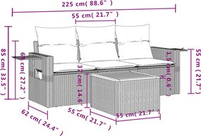 4dílná zahradní sedací souprava s poduškami černá polyratan 3256763