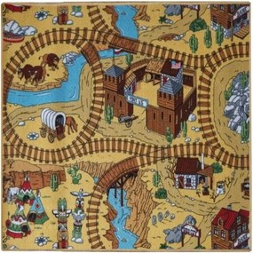 AladinWorld Expres, Dětský kusový koberec Western čtverec, 400x400, vícebarevná, dětský pokoj