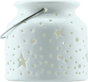 Vánoční svícen na stůl 14 × 14 × 11,5 cm, bílý, keramický, IP44 venkovní