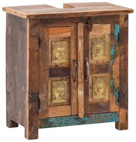 furniture-nabytek.cz - Masivní skříňka dřezu Samira z recyklovaného dřeva, lakovaná, hnědá – 52×30×60 cm