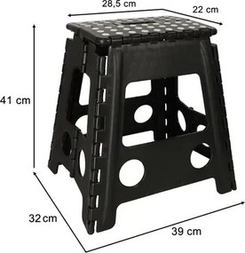 KIK Skládací stolička černá / Stolička / výška 39,5 cm / nosnost 150 k