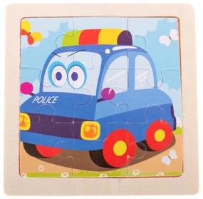 KIK KX7265 Dřevěné puzzle Policie 11x11cm - 9 dílků