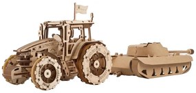 Ugears 3D dřevěné mechanické puzzle Traktor vítězí