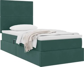 Postel s úložným prostorem a matrací Tmavě zelená 90 x 200 cm 3371946