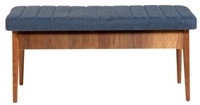 Ořech-tmavě modrá lavice s úložným prostorem Vina
