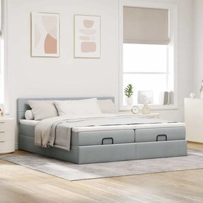 Osmanský rám postele s matrací světle šedá 180x200cm textil 3312843