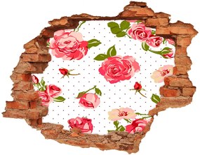 Wallmuralia Nálepka 3D díra na zeď samolepící Růže 90x70 cm