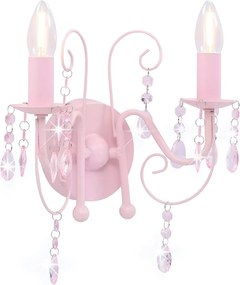 Nástěnná lampa s korálky růžová 2 x žárovka E14 281592