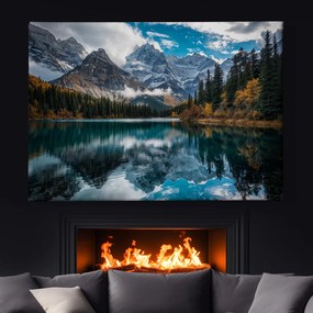 Obraz na plátně - Horské štíty a průzračné jezero FeelHappy.cz Velikost obrazu: 60 x 40 cm