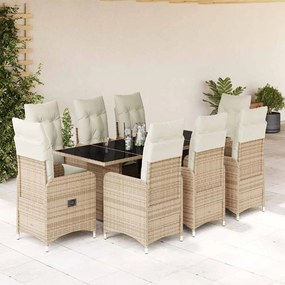9dílný zahradní bistro set s poduškami béžový polyratan 3277105