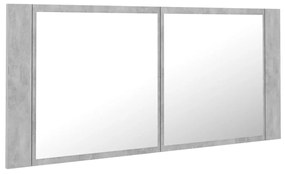 vidaXL LED koupelnová skříňka se zrcadlem betonově šedá 100x12x45 cm