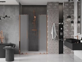 Mexen Velar Duo, posuvné sprchové dveře do otvoru 160 cm, 8mm sklo námraza, růžové zlato, 871-160-000-32-60