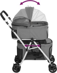 2patrový skládací kočárek pro psa šedý 83 x 48 x 97 cm oxford 172205