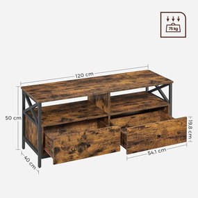 TV skříň se 2 zásuvkami 120 x 50 x 40 cm rustikální hnědá