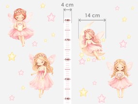 Metr akvarelové víly holčičí nálepky na zeď výška 160 cm