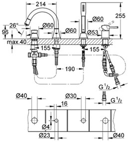 Grohe Grander - Vanová 4-otvorová kombinace, chrom 19936000