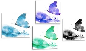 Set obrazů barevné motýly - 4x 60x60 cm
