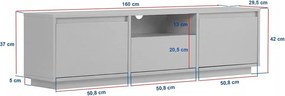 TV stolek v dekoru ořechu v tmavě přírodní barvě 160x42x30 cm Sentinel – Kalune Design