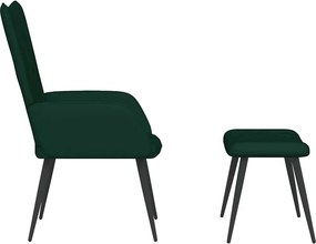 Relaxační křeslo se stoličkou tmavě zelené samet 327690