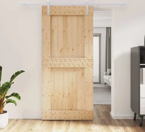 vidaXL Posuvné dveře s kováním 95 x 210 cm masivní borové dřevo [3203036]