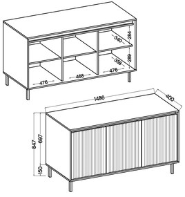 Obývací stěna OSAKA b | 3 díly | béžová