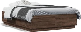 Rám postele s LED osvětlením hnědý dub 135 x 190 cm kompozit 3209652