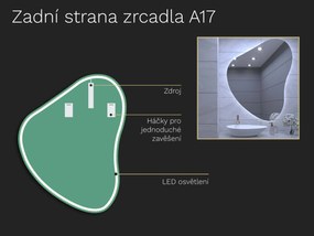 Organické LED zrcadlo do koupelny s osvětlením A17 50x62