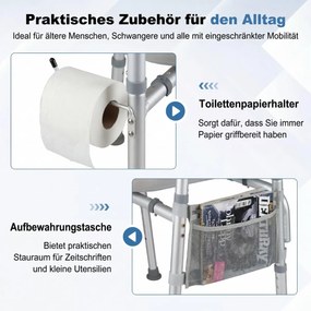 Costway Zvýšené WC sedátko s madly polstrované sedátko a hliníkový rám