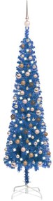 Úzký vánoční stromek s LED a sadou koulí modrý 180 cm,  3078077 HangarStore.cz