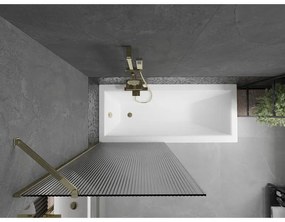 Mexen Next, vanová zástěna 1-křídlová 80 x 150 cm, fixní křídlo, 6 mm sklo s pruhy, zlatý lesklý profil, 895-080-000-00-09-50