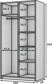 ADRK Furniture Alera II Skříň s otočnými dveřmi ADRK-W-ALE-100-KB