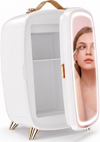 HOMCOM Mini lednička 6 l Malá kosmetická lednička s funkcí chlazení, přenosná kosmetická lednička na kosmetiku, nápoje, ovoce, bílá