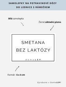 SMETANA BEZ LAKTÓZY - Samolepka s rámečkem na dózy do lednice, 6 x 4 cm