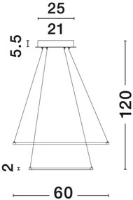 LED lustr Aria 75W 60 chrome