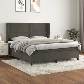 Box spring postel s matrací tmavě šedá 180x200 cm samet 3129166