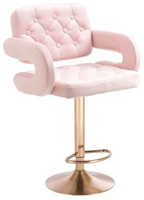LuxuryForm DESIGN Barová židle ADRIA VELUR na zlaté kulaté podstavě - růžová