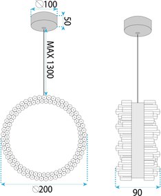 Toolight Toolight, závěsné LED osvětlení 20cm, 14W, 3000K, LHJ098-CP, zlatá, OSW-60043