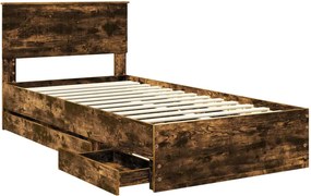 Rám postele s čelo Kouřový dub 100 x 200 cm Inženýrské dřevo 3410739
