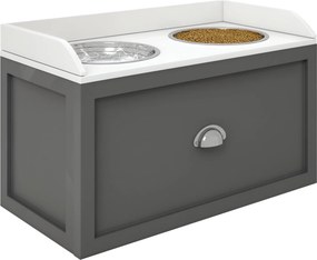 PawHut Miska pro psy, 2 x 2L napájecí miska, vyvýšená miska s šuplíkem, nerezová mísa, krmící stanice pro velké psy, šedá | Aosom