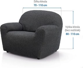 Super strečové potahy  RUBINIA antracitová křeslo (š. 70 - 110 cm)