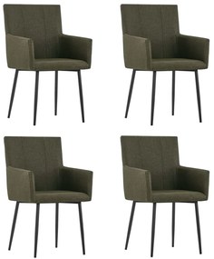 vidaXL Jídelní židle s područkami 4 ks hnědé textil