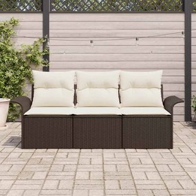 Set pohovek 3 ks 3-Počet míst Hnědá a krémová polyratan 3345218