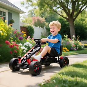 AIYAPLAY Gokart s pedály, šlapací auto pro děti s brzdou, protiskluzová kola, kovový rám, 3-6 let, červená