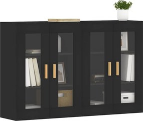 Nástěnné skříňky 2 ks černé kompozitní dřevo 3197898
