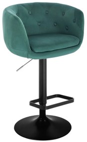 LuxuryForm DESIGN Barová židle MONTANA VELUR na černé kulaté podstavě - zelená