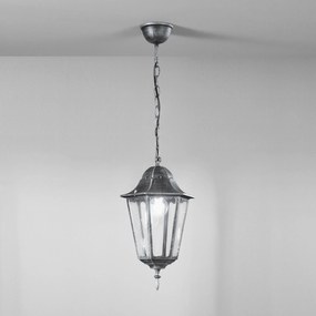FAN LANT-FIRENZE/S1 Závěsné venkovní svítidlo FIRENZE černá/stříbrná, 1xE27, IP44, 21 x 21 x 136 cm - FANEUROPE