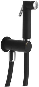 Sapho Ventily - Nástěnný ventil s ruční bidetovou sprškou, kulatý, černá mat SG107NE