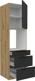 ARIA ac | vysoká skříňka 60 DPS-210 3S1F na vestavnou troubu | PREMIUM BOX | 60 cm | ANTI FINGERPRINT povrch | artisan/černá