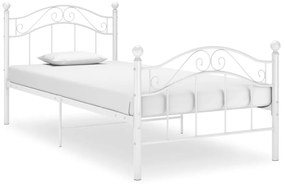 vidaXL Rám postele bílý kov 90 x 200 cm