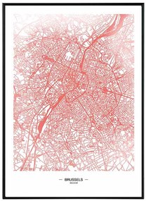 Brussels map - 50x70 cm Obraz